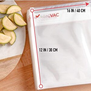 Magic Vac Vacuum Sealer Bags Gallon Size 12"x16" 50 Count Thicker Heavy Duty Material for Sous Vide, Meal Prep, Microwave and Freezer works with FoodSaver, Seal-a-Meal and more BPA Free Made in Italy