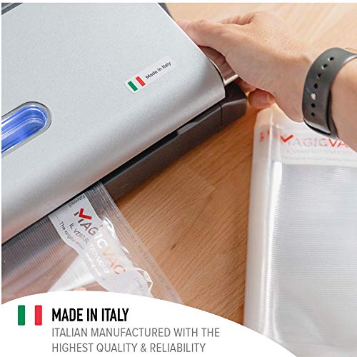 Magic Vac Vacuum Sealer Bags Gallon Size 12"x16" 50 Count Thicker Heavy Duty Material for Sous Vide, Meal Prep, Microwave and Freezer works with FoodSaver, Seal-a-Meal and more BPA Free Made in Italy