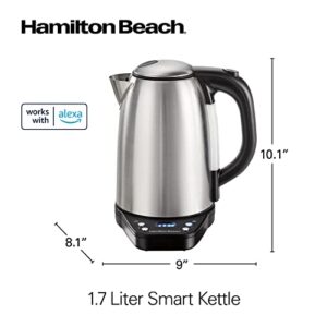 Hamilton Beach Smart Electric Tea Kettle & Water Boiler, Works with Alexa, 1.7 L, 1500 Watts, Cordless, Keep Warm, Auto-Shutoff & Boil-Dry Protection, Stainless Steel (41036)