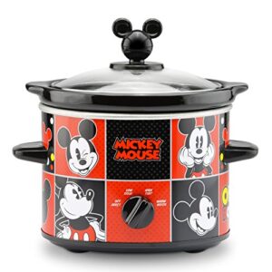 disney dcm-200cn mickey mouse slow cooker, 2-quart, red/black