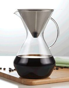 modern-depo glass coffee maker pour over 34 ounce/ 1000ml with coffee dripper filter and handle