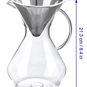 Modern-Depo Glass Coffee Maker Pour Over 34 Ounce/ 1000ml with Coffee Dripper Filter and Handle