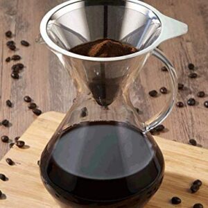 Modern-Depo Glass Coffee Maker Pour Over 34 Ounce/ 1000ml with Coffee Dripper Filter and Handle