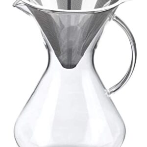 Modern-Depo Glass Coffee Maker Pour Over 34 Ounce/ 1000ml with Coffee Dripper Filter and Handle