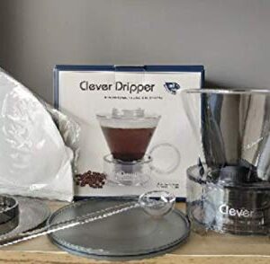 Clever NEW Coffee Dripper Official, Glass Style Coffee Maker Hassle-Free Ways Make Manual Pour Over Coffee & Cold Brew, 18 Fl Oz.