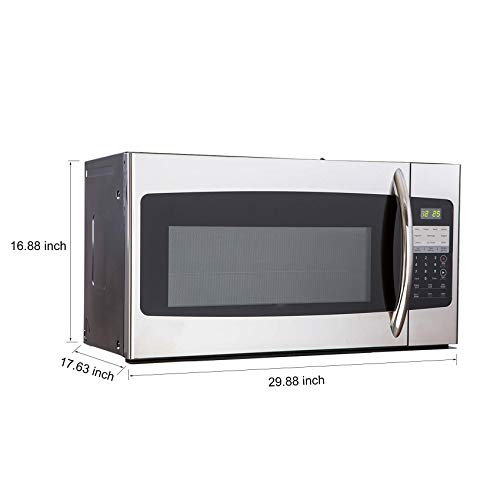 SMETA Over The Range Microwave Oven with Exhaust Fan 1000W 1.6 Cu. Ft 30 inches wide, with Hidden Hood/2 Speed Vent, Under Cabinet Over the Stove Bottom light, Safe Child Lock, Stainless Steel