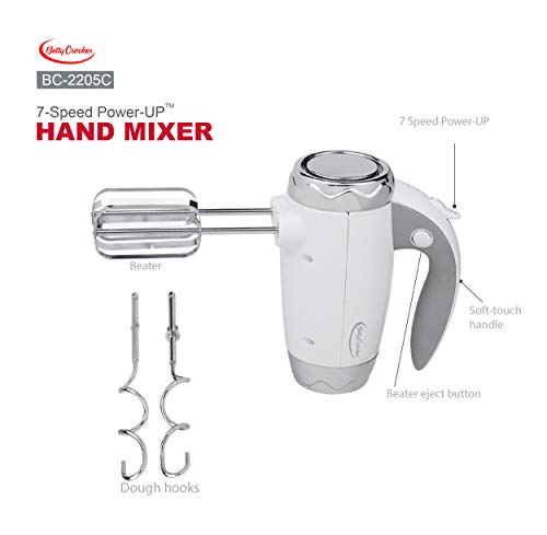 Betty Crocker 7-Speed Power Up Hand Mixer, White, BC-2205C