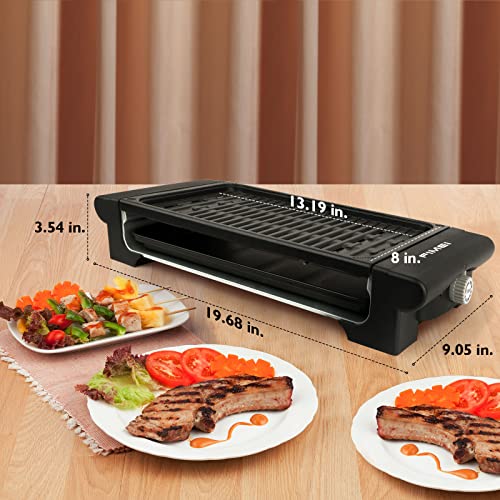 Indoor Electric Grill, FIMEI Electric Smokeless Barbecue Grill With 7 Gear Temperature Adjustment, Non-stick Removable Grill Plates, Easy Clean, for Oil-free Cooking and Home Roast Party