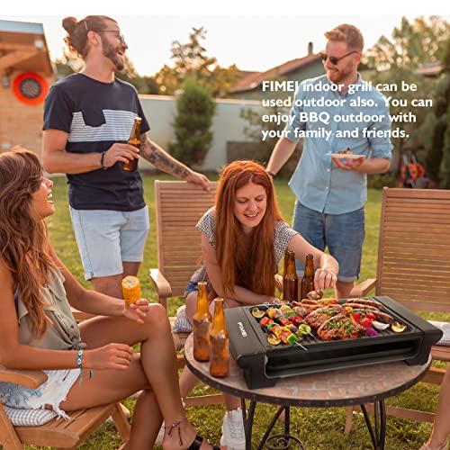 Indoor Electric Grill, FIMEI Electric Smokeless Barbecue Grill With 7 Gear Temperature Adjustment, Non-stick Removable Grill Plates, Easy Clean, for Oil-free Cooking and Home Roast Party