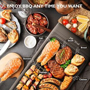 Indoor Electric Grill, FIMEI Electric Smokeless Barbecue Grill With 7 Gear Temperature Adjustment, Non-stick Removable Grill Plates, Easy Clean, for Oil-free Cooking and Home Roast Party