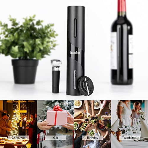 Hotder Electric Wine Opener, Automatic 3-in-1 Wine Bottle Opener Kit, Battery Operated Electric Corkscrew, Foil Cutter, Wine Plug, As Gift for Wine Lovers, Suitable for Home, Bar and Party