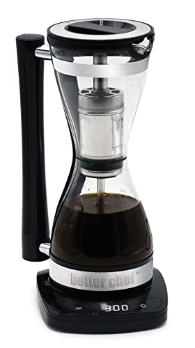 Better Chef Electric Siphon Coffee Maker | 8-ounce Single Serve Brewer | 3-Strength Settings | Stainless-Steel Permanent Filter | Keep Warm & Auto-Off | Includes Scoop & Brush | Pour-Over Coffee Taste