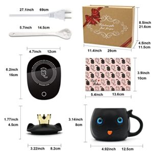 Coffee Mug Warmer Coffee Warmer with Mug Set Coffee Cup Warmer for Desk Coffee Travel Mugs Tea Cup Cat Cups Cute Smart Coffee Coffee Warmer for Desk Auto Shut Off-Black