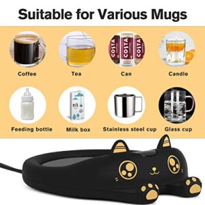 PUSEE Coffee Mug Warmer & Mug Set, Cute Coffee Cup Warmer for Desk Home Office Use Coffee Gifts Valentine's Day Gift Heating Coaster