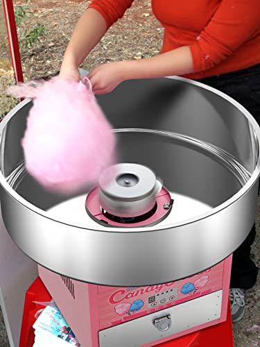 RIEDHOFF Cotton Candy Machine Commercial, Electric Cotton Candy Maker with 20 inch Stainless Steel Bowl for Family, Party, Amusement Park, Carnival- Pink