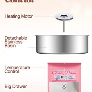 RIEDHOFF Cotton Candy Machine Commercial, Electric Cotton Candy Maker with 20 inch Stainless Steel Bowl for Family, Party, Amusement Park, Carnival- Pink