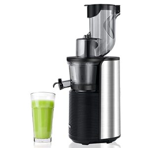 viesimple masticating juicer cold press juicers machine easy to clean slow juicer extractor for vegetable fruit juice smoothies, large wide 3.15” turn over wide chute, quite low db juicer machine