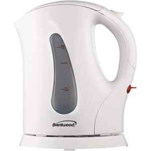 brentwood cordless electric kettle bpa free, 1 liter, white