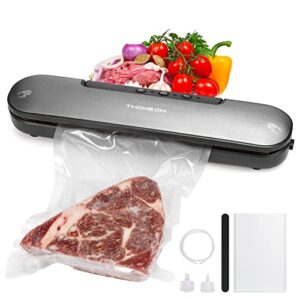 twomeow vacuum sealer machine, automatic compact slim food sealer for sous vide and food storage, standard/soft vac sealing mode with starter kit, vertical vacuum sealer storage, black