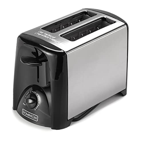 Dominion 2-Slice Toaster with Shade Control, Slide-Out Crumb Tray, Auto-Shutoff, Toast Lift, Brushed Stainless Steel / Black