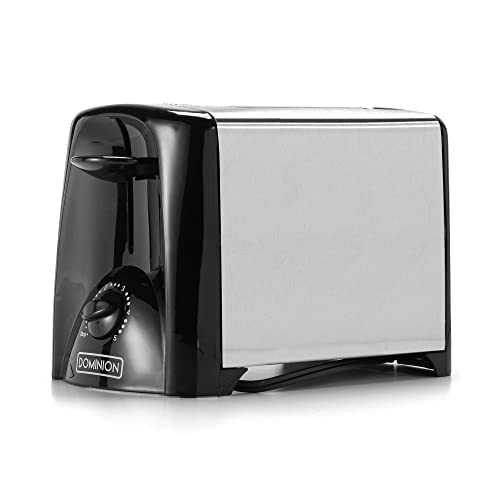 Dominion 2-Slice Toaster with Shade Control, Slide-Out Crumb Tray, Auto-Shutoff, Toast Lift, Brushed Stainless Steel / Black