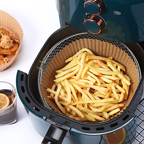 Air Fryer Basket, Oven Steamer Basket with 30pcs Air Fryer Paper Liner, 304 Stainless Steel Mesh Basket for Air Fryer, Air Fryer Accessory 8 inch Basket with Handle