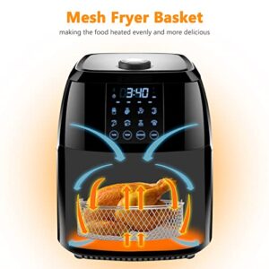 Air Fryer Basket, Oven Steamer Basket with 30pcs Air Fryer Paper Liner, 304 Stainless Steel Mesh Basket for Air Fryer, Air Fryer Accessory 8 inch Basket with Handle