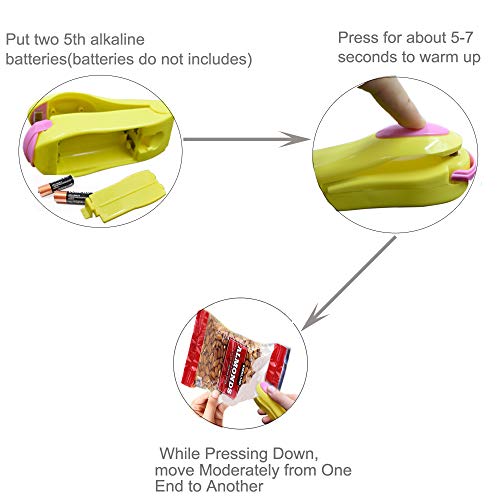 2 Pack Mini Portable Handheld Heat Vacuum Sealer Bag Sealer Mini Sealing Machine Hand Pressure Heat Sealing Machine Handheld Plastic Bag Sealer Mini for Plastic Bags Storage (Random Color)