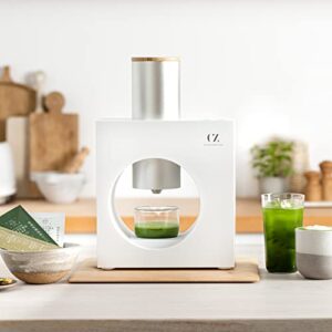 cuzen matcha maker starter kit, an innovative at-home matcha machine that produces freshly ground matcha from organic shade-grown japanese tea leaves