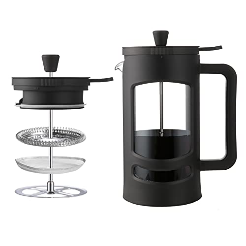 SIXAQUAE French press 34oz French Press Coffee Maker with 4 Filters Cold Brew Coffee Maker Heat Resistant Durable Borosilicate Glass 1000ml