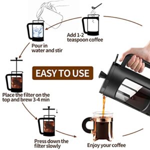 SIXAQUAE French press 34oz French Press Coffee Maker with 4 Filters Cold Brew Coffee Maker Heat Resistant Durable Borosilicate Glass 1000ml