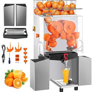 vevor commercial juicer machine with water tap, 110v juice extractor, 120w orange squeezer, orange juice machine for 25-35 per minute with pull-out filter box acrylic cover and two collecting buckets