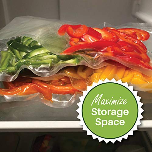 100 FoodVacBags 6X10-inch Pint Vacuum Sealer Storage Bags - Compatible with Foodsaver Machines - Commercial Grade, BPA Free, Heavy Duty, Sous Vide Cook