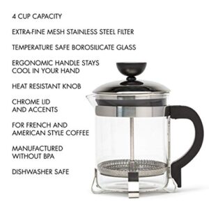 Primula 4 Cup Classic Coffee Press, Chrome