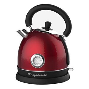 frigidaire retro electric hot water kettle with speed boil tech, bpa-free, 1.8, stainless steel, red