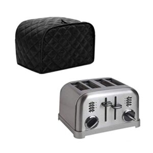 4 Slice Toaster Cover, Dustproof Fingerprint Protectors and Greasy Protection Anti-sputtering Machine Washable Women Gift (Black, 12" x 11" x 8.5")