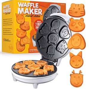 animal waffle maker – kids waffle maker and mini pancake maker with 7 fun animal face waffle maker shapes – easy to use non-stick electric griddle mini waffle maker by tettonia