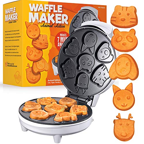 Animal Waffle Maker - Kids Waffle Maker and Mini Pancake Maker with 7 Fun Animal Face Waffle Maker Shapes - Easy to Use Non-Stick Electric Griddle Mini Waffle Maker by Tettonia