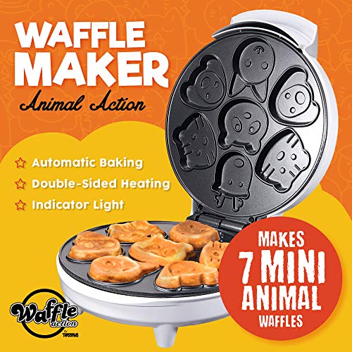 Animal Waffle Maker - Kids Waffle Maker and Mini Pancake Maker with 7 Fun Animal Face Waffle Maker Shapes - Easy to Use Non-Stick Electric Griddle Mini Waffle Maker by Tettonia