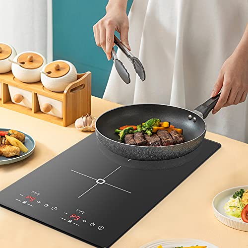 VBGK Double Induction Cooktop, 12 Inch Induction Cooker with induction burner,with LCD Touch Screen 9 Levels Settings with Child Safety Lock & Timer 110V 2 burner induction cooktop