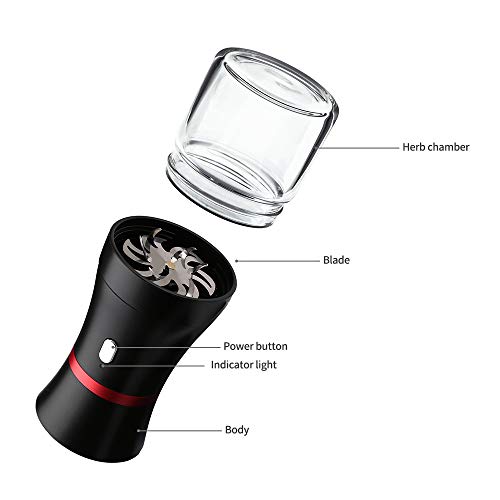 Electric Herb Grinder ,USB Rechargeable Grinder ,6-Blades Spice Grinder,Suitable For Flower Buds,2Pcs Glass Herb Jars