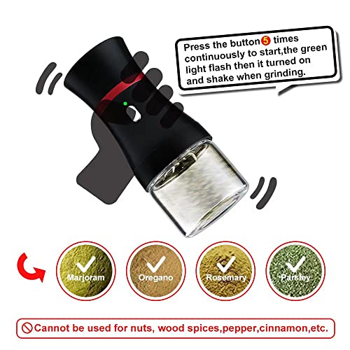 Electric Herb Grinder ,USB Rechargeable Grinder ,6-Blades Spice Grinder,Suitable For Flower Buds,2Pcs Glass Herb Jars