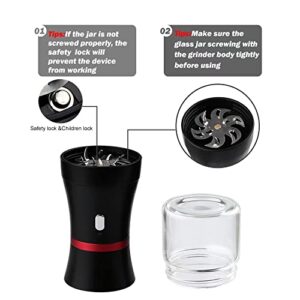 Electric Herb Grinder ,USB Rechargeable Grinder ,6-Blades Spice Grinder,Suitable For Flower Buds,2Pcs Glass Herb Jars