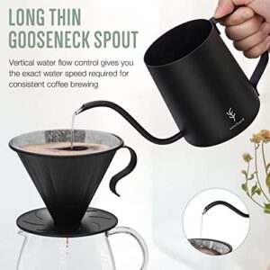 Soulhand Pour Over Coffee Maker Set | 1~4 Cups Coffee Pour Over Set | Includes Stainless Steel Coffee Dripper, 17oz/500ml Gooseneck Kettle, Heat-resistant Carafe & 50pcs Filter Paper