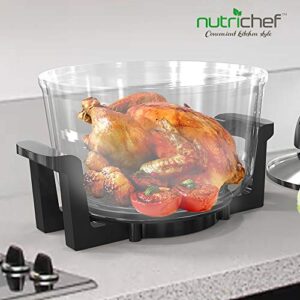 NutriChef Convection Countertop Toaster Oven - Healthy Kitchen Air Fryer Roaster Oven, Bake, Grill, Steam Broil, Roast & Air-Fry - Includes Glass Bowl, Broil Rack and Toasting Rack, 120V - AZPKCOV45