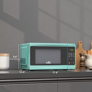 Willz Countertop Small Microwave Oven, 6 Preset Cooking Programs Interior Light LED Display 0.7 Cu.Ft 700W Green WLCMV807GN-07