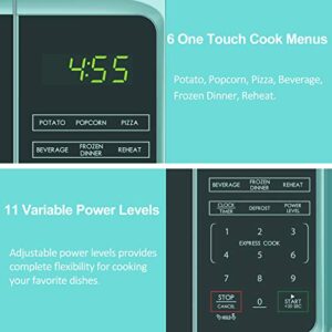 Willz Countertop Small Microwave Oven, 6 Preset Cooking Programs Interior Light LED Display 0.7 Cu.Ft 700W Green WLCMV807GN-07