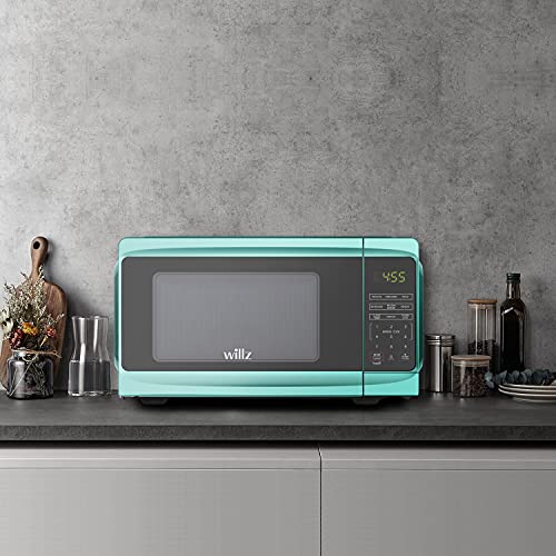 Willz Countertop Small Microwave Oven, 6 Preset Cooking Programs Interior Light LED Display 0.7 Cu.Ft 700W Green WLCMV807GN-07