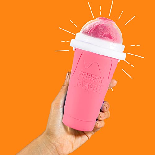 Slushie Maker Cup, Magic Quick Frozen Smoothies Cup, Portable Squeeze Cup Slushy Maker, Summer Juice Ice Cream Cup Freeze Double Layer Squeeze Cup for Family DIY Homemade PINK