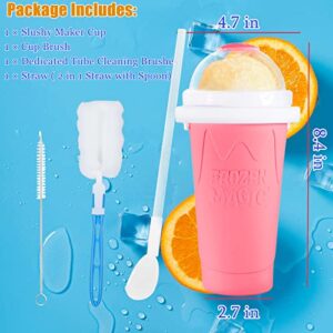 Slushie Maker Cup, Magic Quick Frozen Smoothies Cup, Portable Squeeze Cup Slushy Maker, Summer Juice Ice Cream Cup Freeze Double Layer Squeeze Cup for Family DIY Homemade PINK